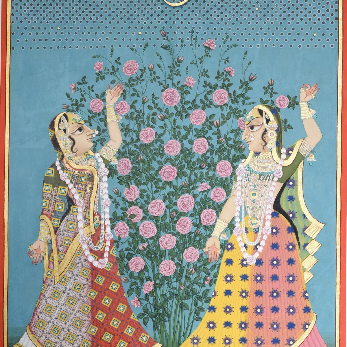 Buy Dancing Gopikas Pichwai Painting | Marble Lotus