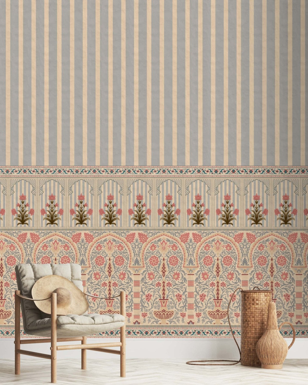 Order Pakhi Chinoiserie Design Wallpaper | Customised | Marble Lotus