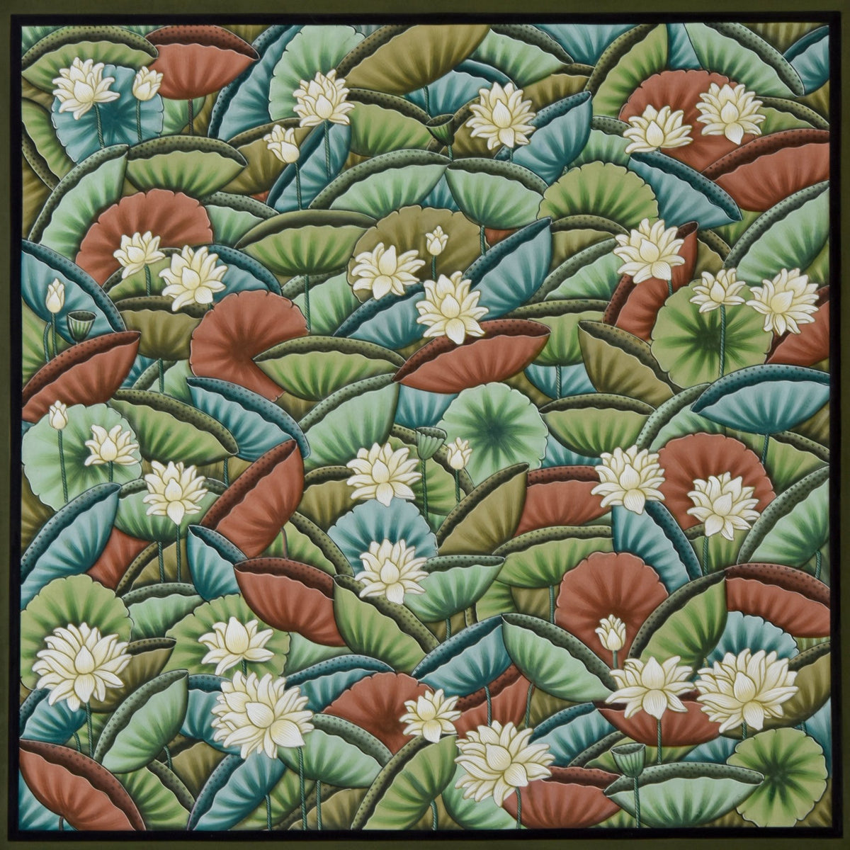 Buy Pichwai Painting Lotuses and Leaves | Marble Lotus