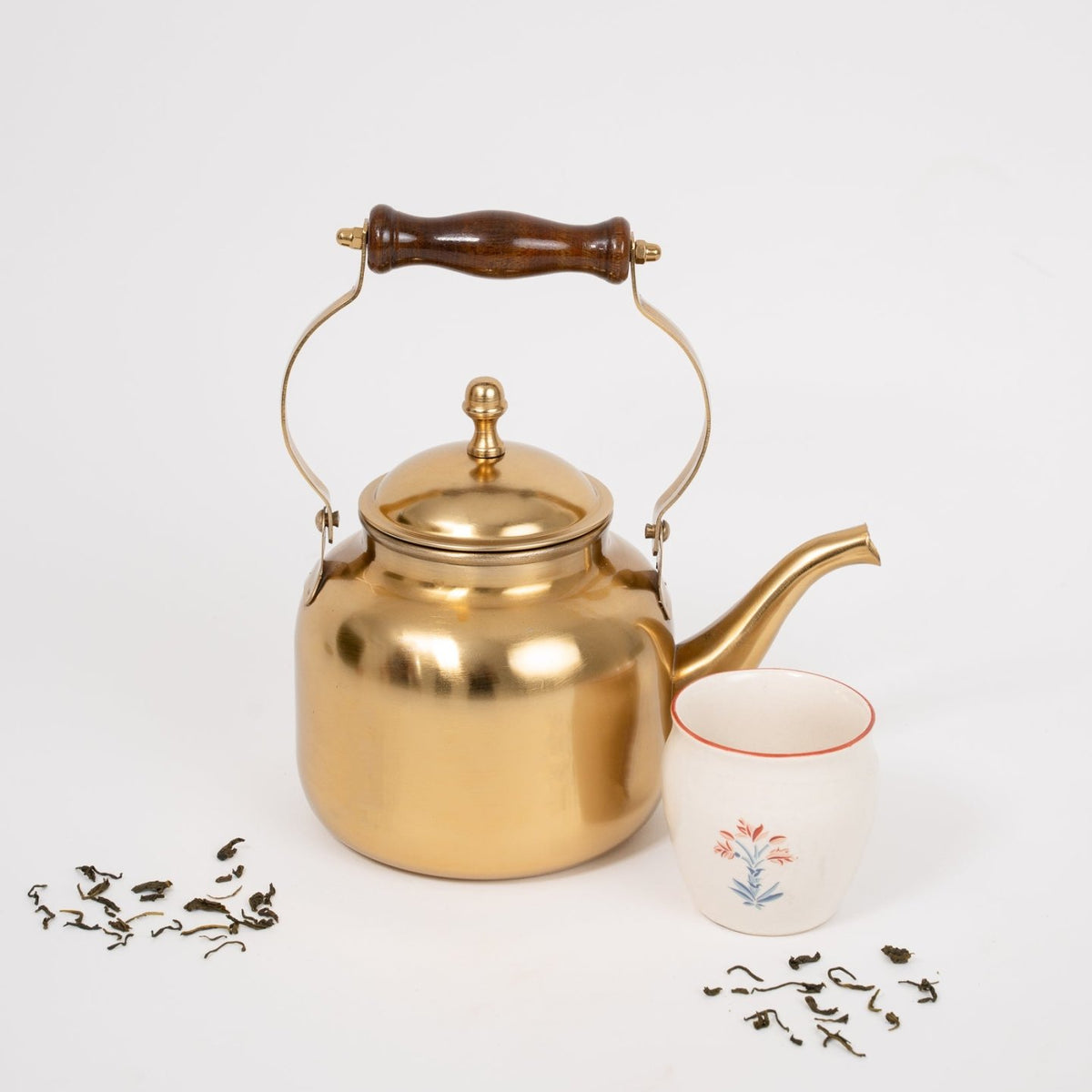 Shop Elegant Stainless Steel Tea Kettle Gold | Marble Lotus