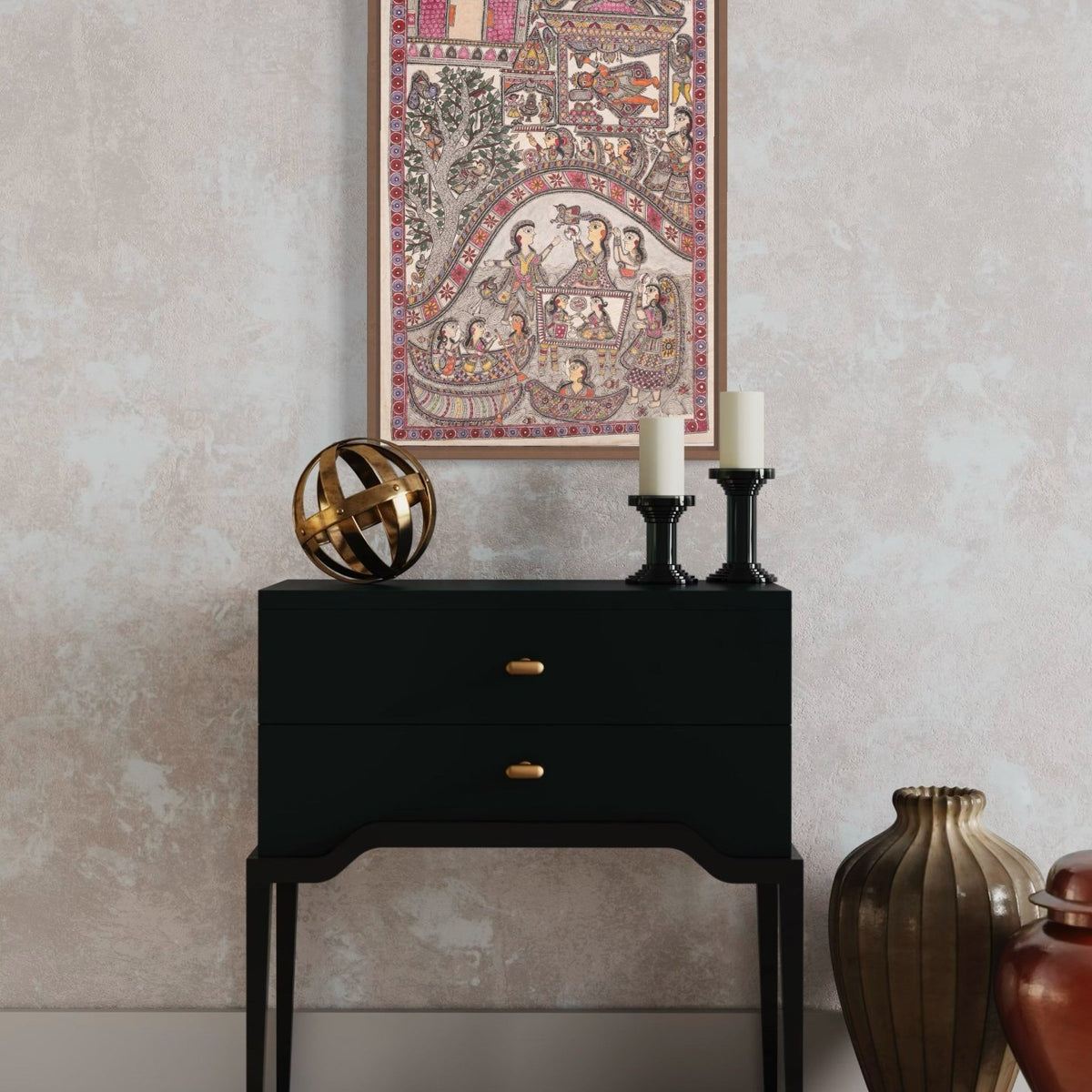 Tales of Prayag – Madhubani Painting Online | Marble Lotus